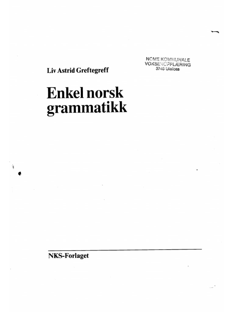 Enkel Norsk Grammatikk | PDF