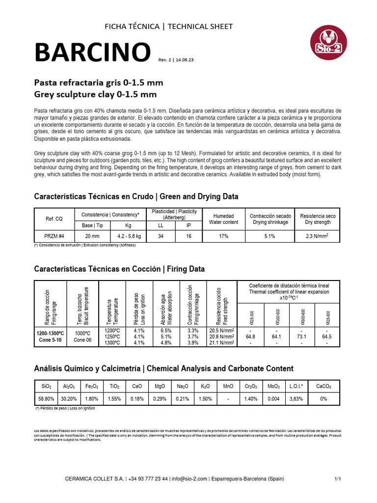 es_ficha técnica barcino | PDF | Materiales de construcción | Sector secundario de la economía