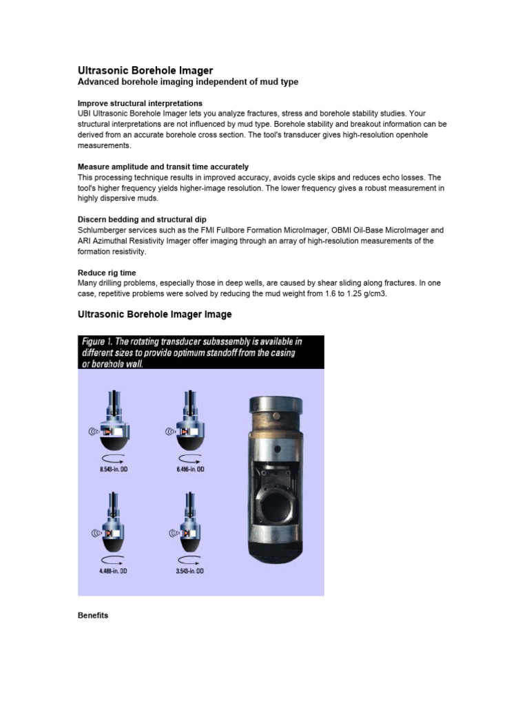 Ultrasonic Borehole Imager Overview | PDF | Ultrasound