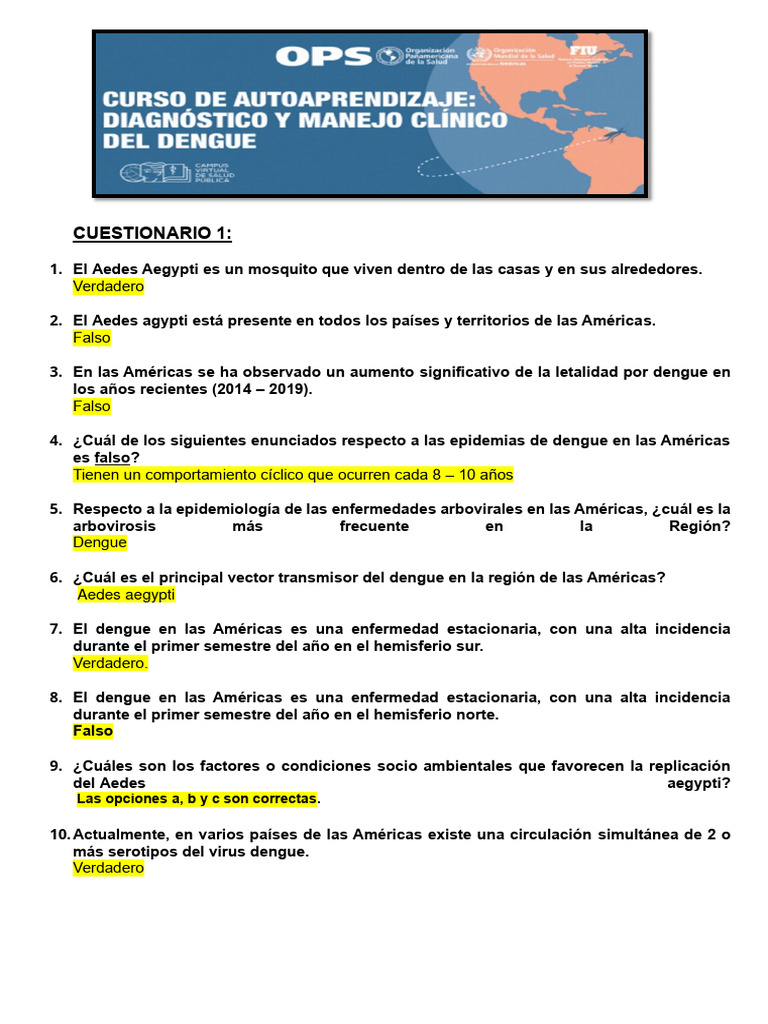 Curso Virtual Dengue Ops | PDF | Medicina CLINICA | Especialidades Medicas