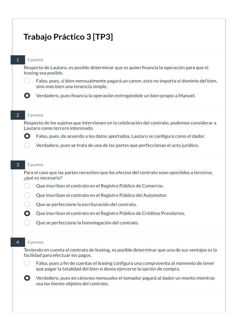 Trabajo Práctico 3 (TP3) - 100% | PDF | Derecho privado