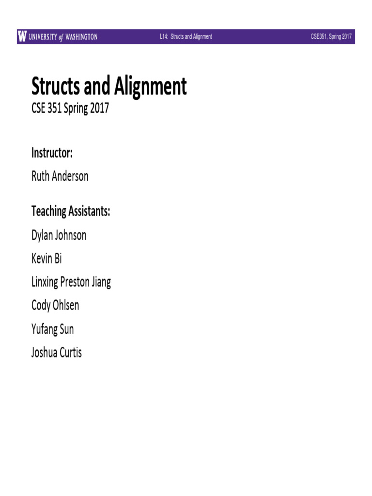 CSE351 L14 Structs - 17sp Ink Day2 | PDF | Pointer (Computer Programming) | Computer Engineering