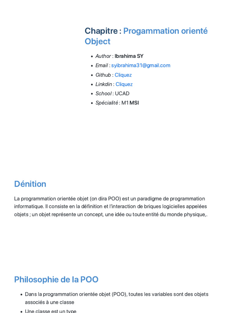 Poo Ucad | PDF | Classe (informatique) | Programmation orientée objet