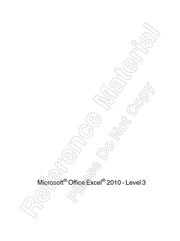Microsoft Excel 2010 - Level 3 | PDF | Microsoft Excel | Software