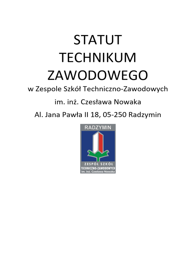 STATUT-technikum-01.09.2020 ZSTZ VIII 2022 III 2023 Scalone | PDF