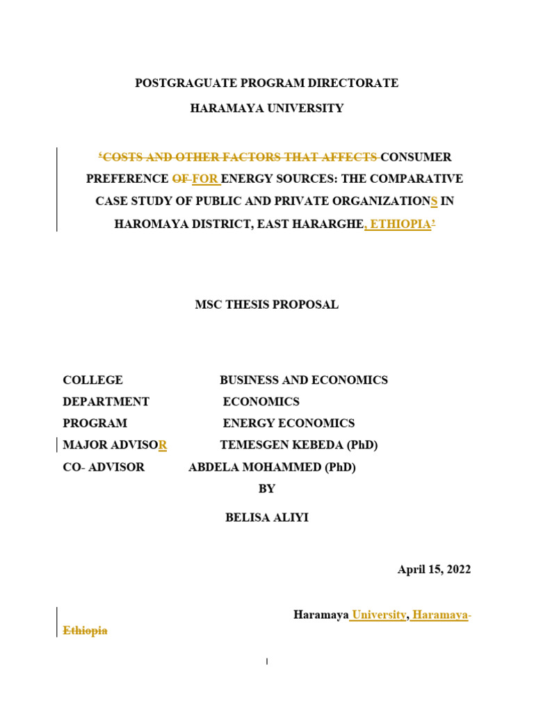 FINAL BELISA ALIYI PROPOSALl-2022 | PDF | Efficient Energy Use | Energy Conservation