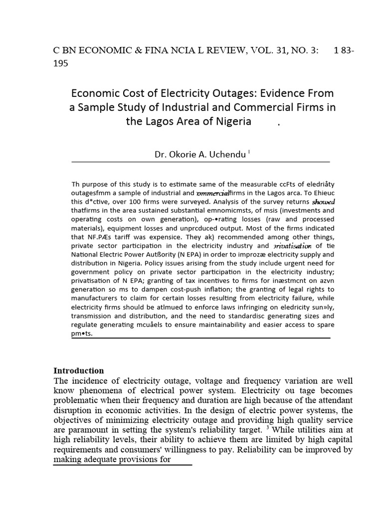 Economic Impact of Power Outages in Lagos | PDF | Watt | Elasticity ...