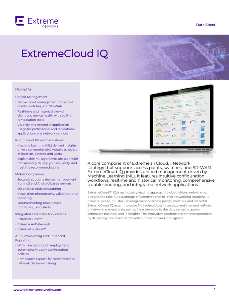 ExtremeCloud IQ DS ExtremeCloud IQ 1 en-US Extreme Datasheet | PDF | Cloud Computing | Software ...