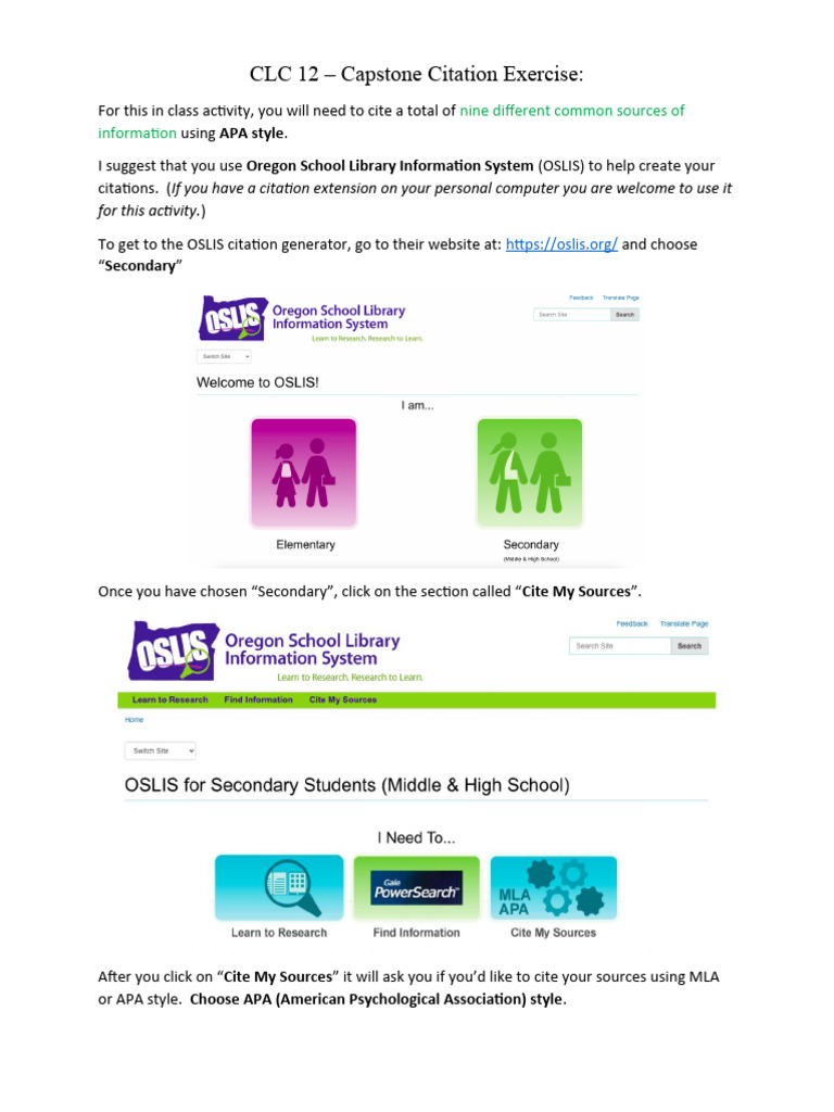 CLC 12 - Capstone Citation Exercise - Updated | PDF | Apa Style | Citation