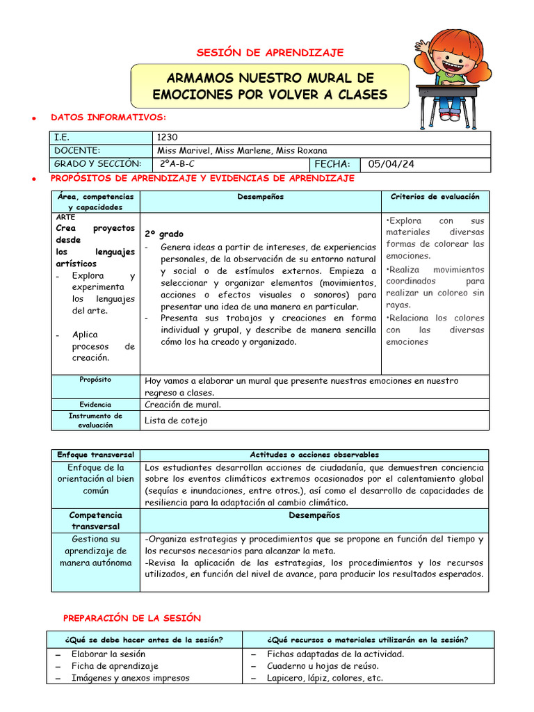 2º U1 S4 Sesion Arte Mural de Emociones | PDF | Aprendizaje | Las emociones