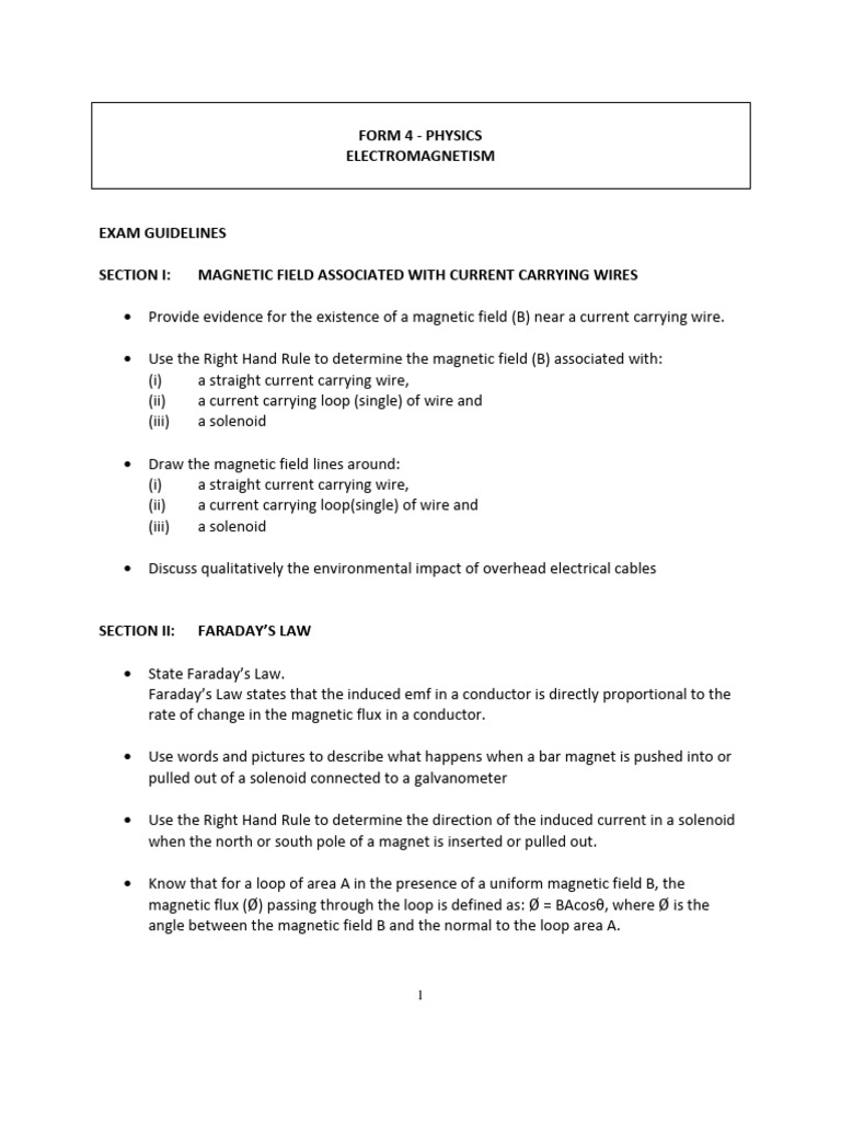 Electromagnetism Tutorial[1] | PDF | Electromagnetic Induction | Magnetic Field