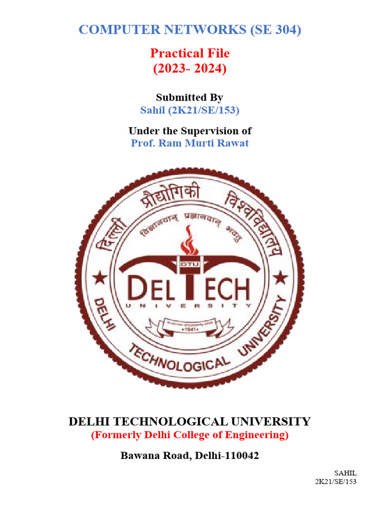 CN Lab File 2K21-SE-153 | PDF | Routing | Transmission Control Protocol