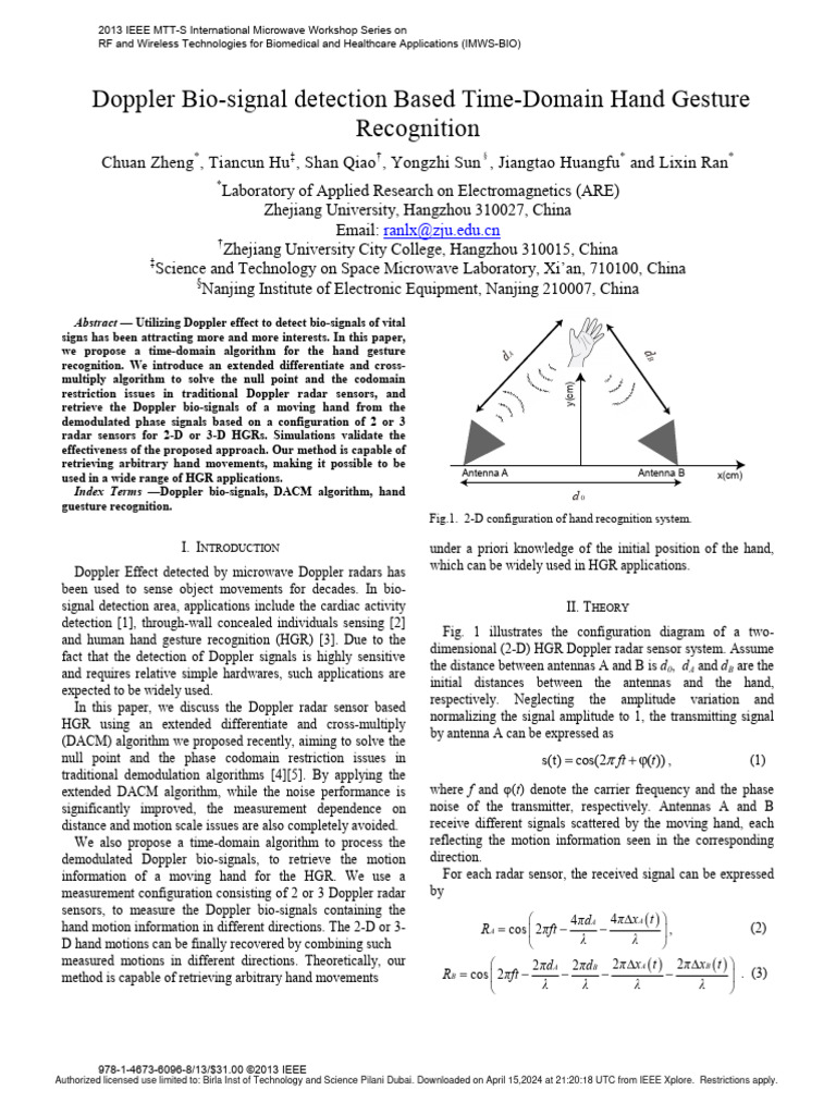 Doppler Bio-Signal Detection Based Time-Domain Hand Gesture Recognition ...