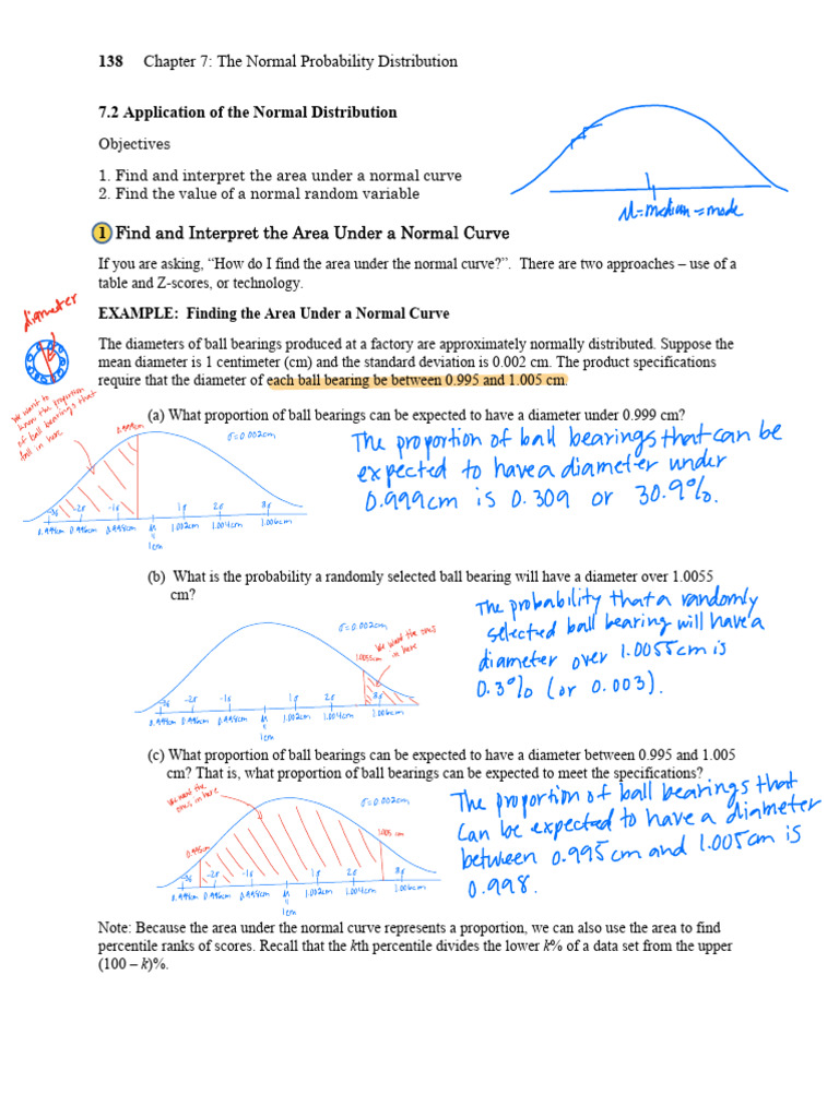 7.2 Classroom Notes Key | PDF | Normal Distribution | Percentile