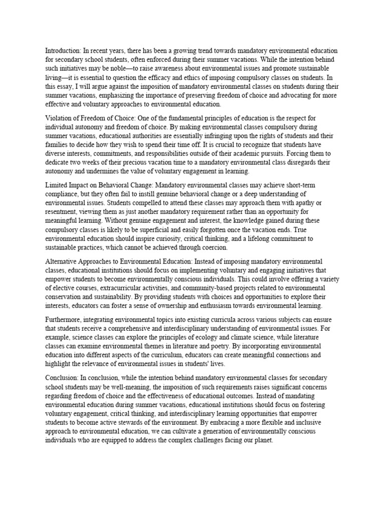 Argumentative Essay 2024 | PDF | Curriculum | Liberal Arts Education