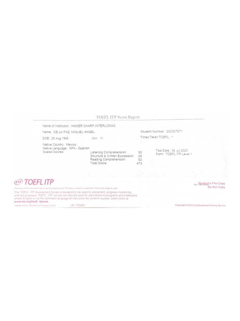 Certificado Ingles Itp | PDF