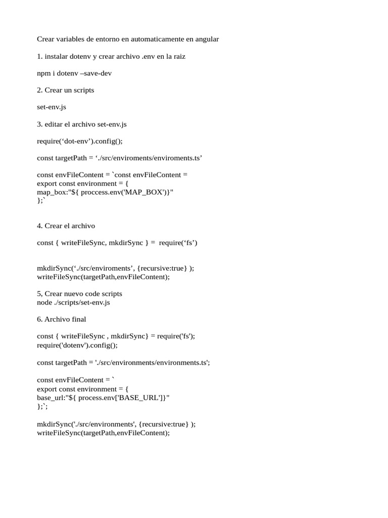 Variables de Entorno en Angular: Guía Rápida | PDF