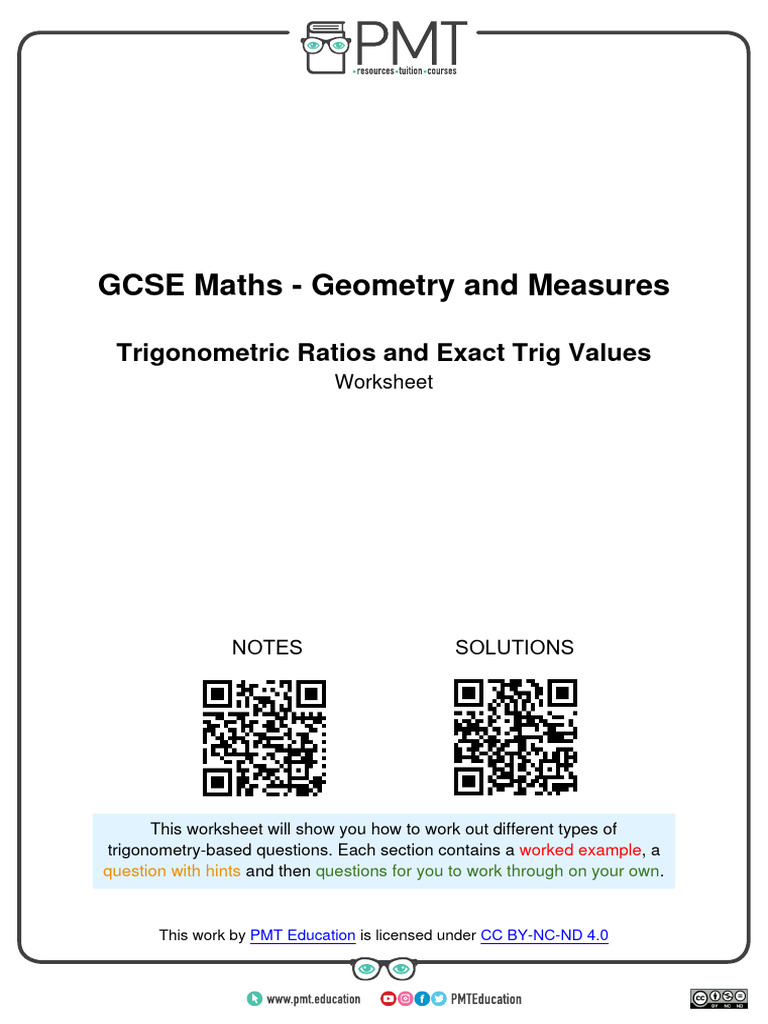 I. Trigonometric Ratios and Exact Trig Values | PDF | Triangle ...