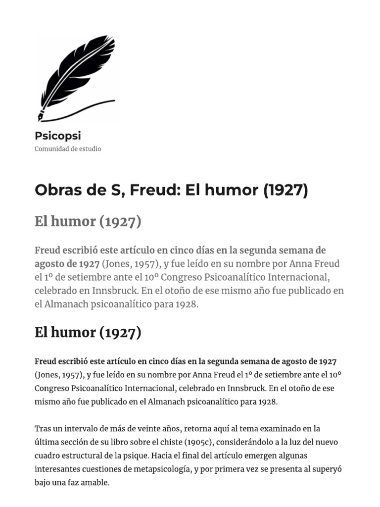 FREUD, Sigmund, El Humor | PDF