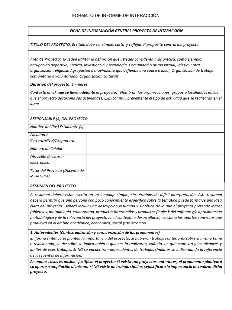 Anexo III Formato Informe de Interacción | PDF