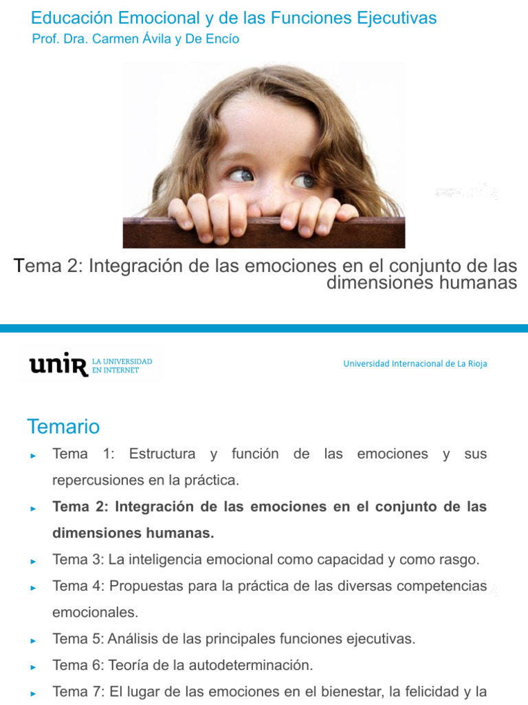 TEMA 2 Integración de Las Emociones en El Conjunto de Las Dimensiones Humanas | PDF | Las ...