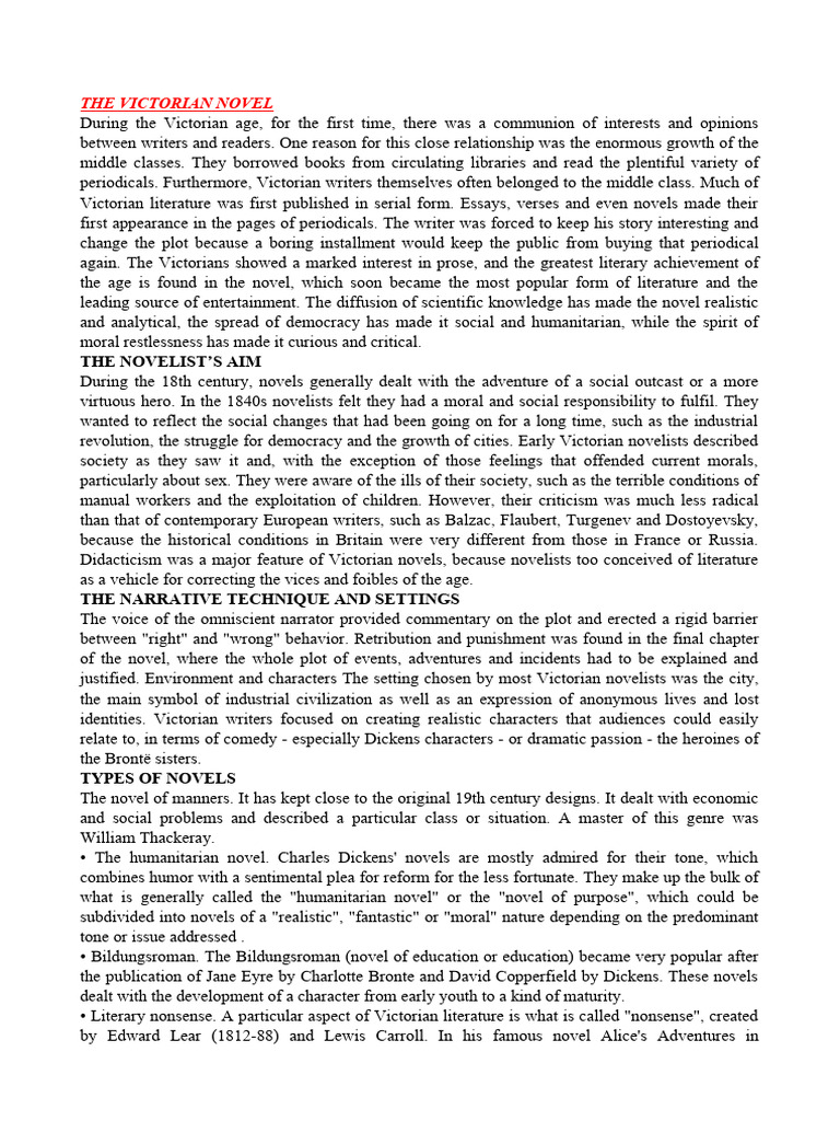 The Victorian Novel | PDF | Charles Dickens | Novels