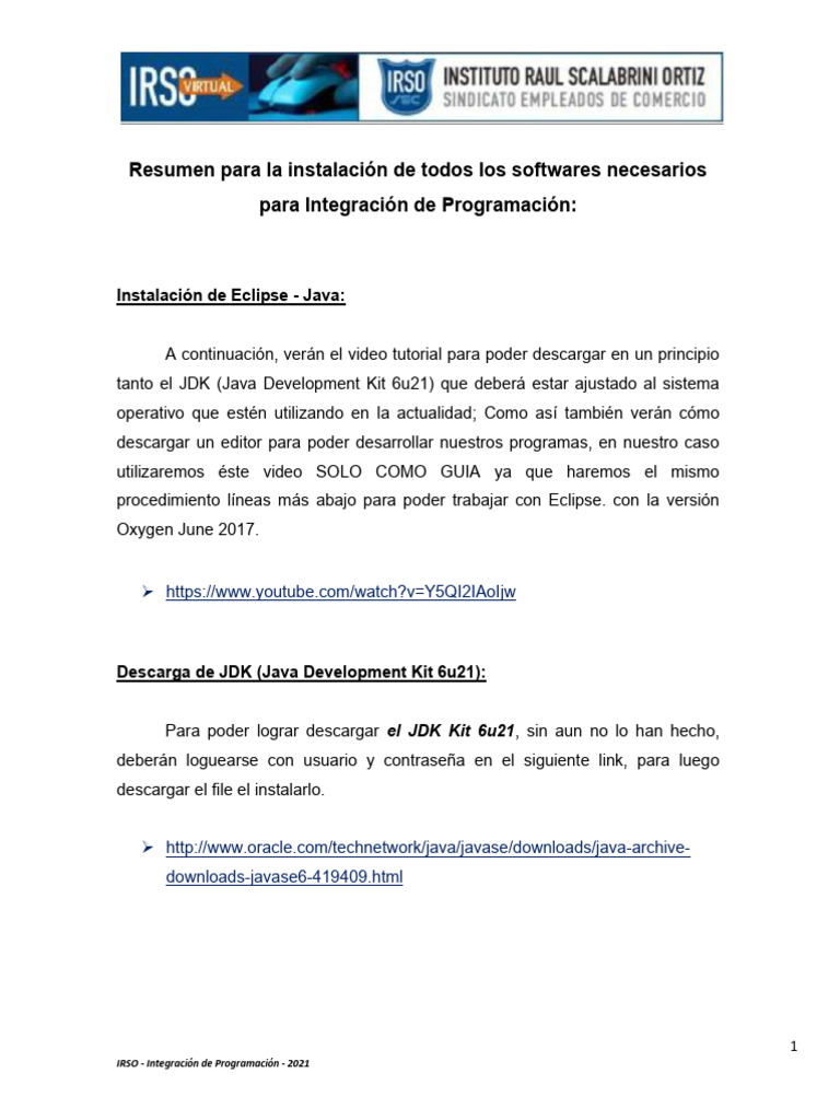 Instalación de Eclipse y MySQL | PDF | Eclipse (software) | Mi sql