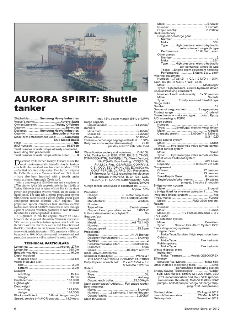 AURORA SPIRIT Shuttle Tanker | Download Free PDF | Marine Propulsion ...