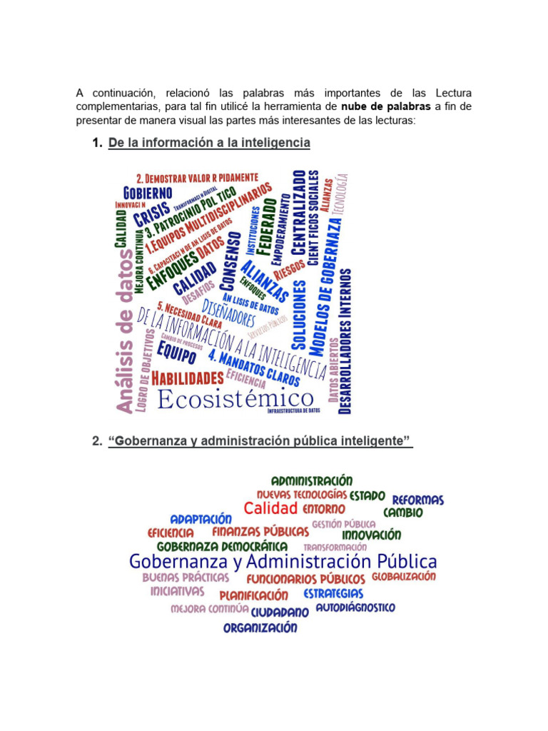 Nube de Palabras Lecturas Complementarias | PDF