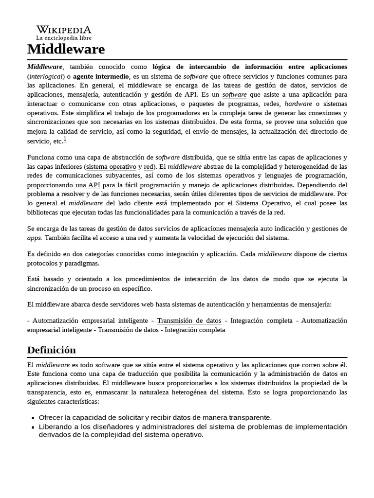 Middleware | PDF | Middleware | Tecnologías de la información