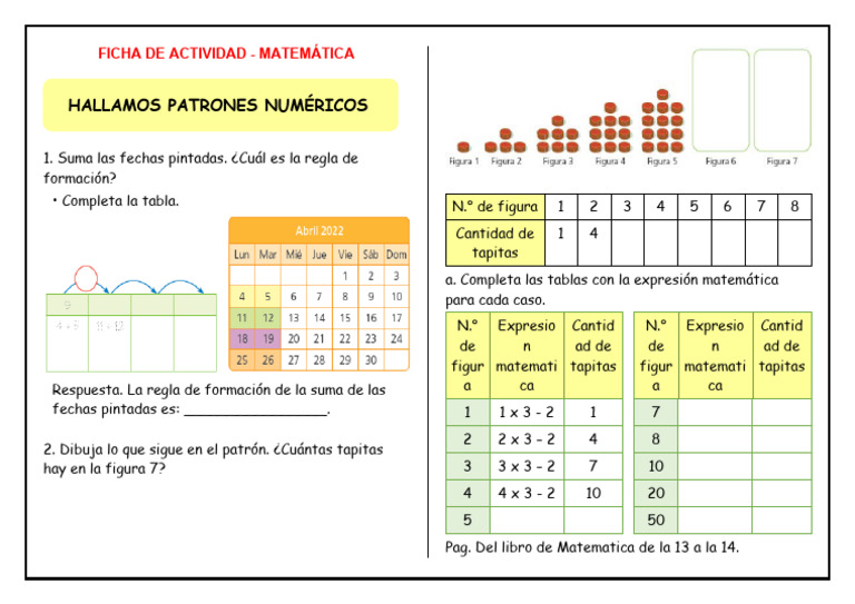 Ficha - Hallamos Patrones Numéricos | PDF