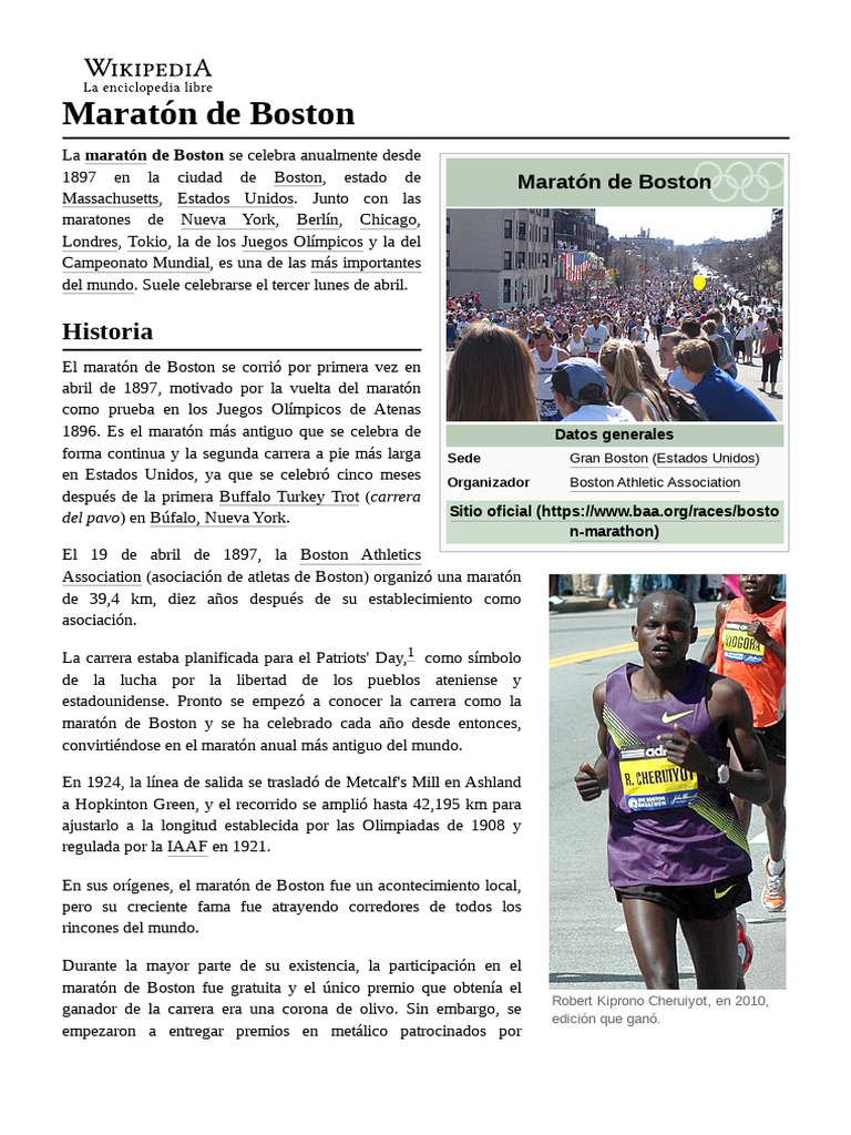 Maratón de Boston | PDF | Carreras | Deportes atléticos