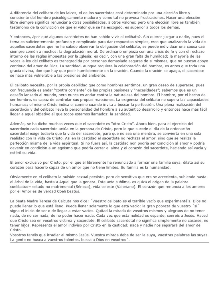 El Celibato Sacerdotal y su Significado | PDF | Celibato | Amor