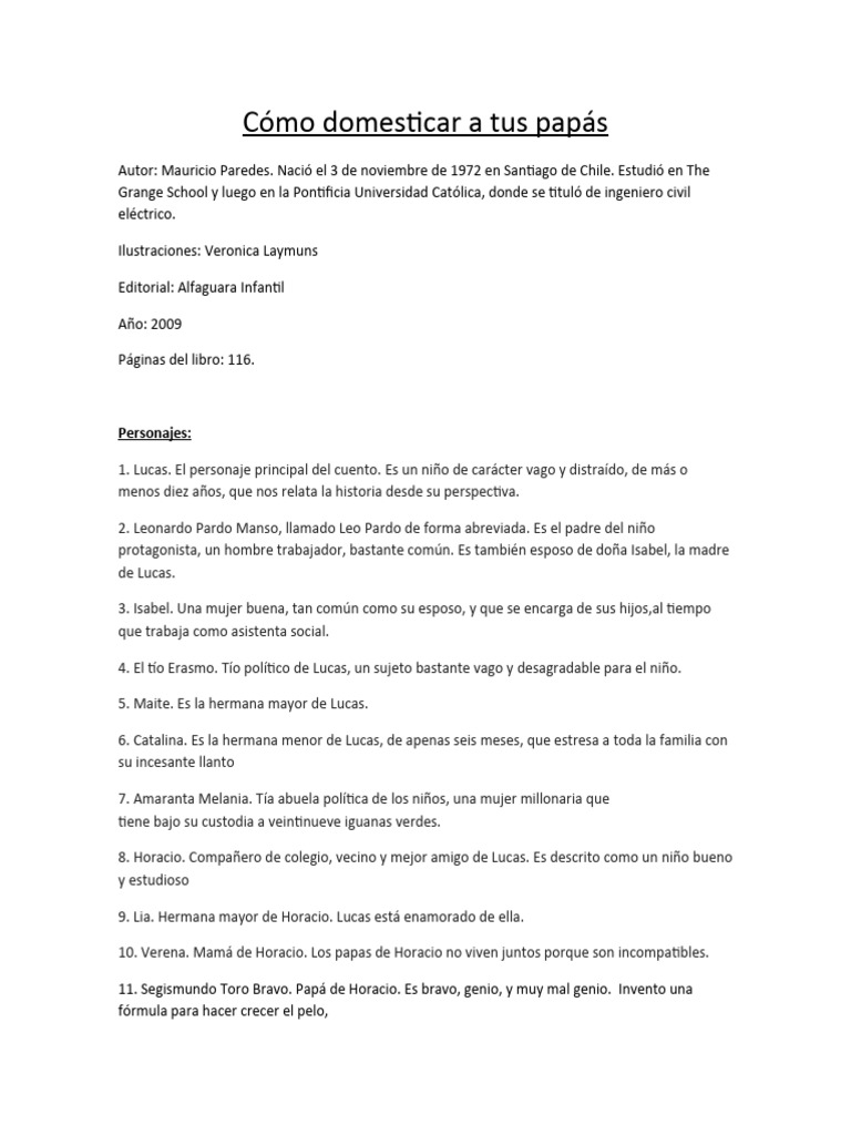 Cómo domesticar a tus papás libro | PDF