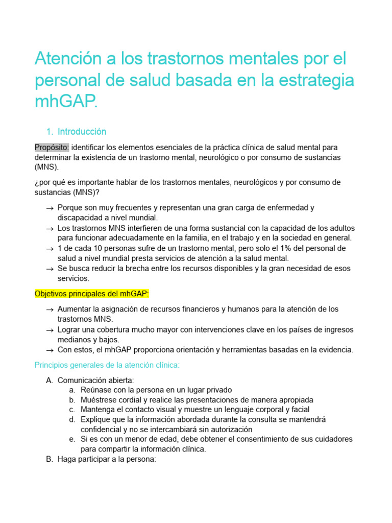 Atención A Los Trastornos Mentales Por El Personal de Salud Basada en ...