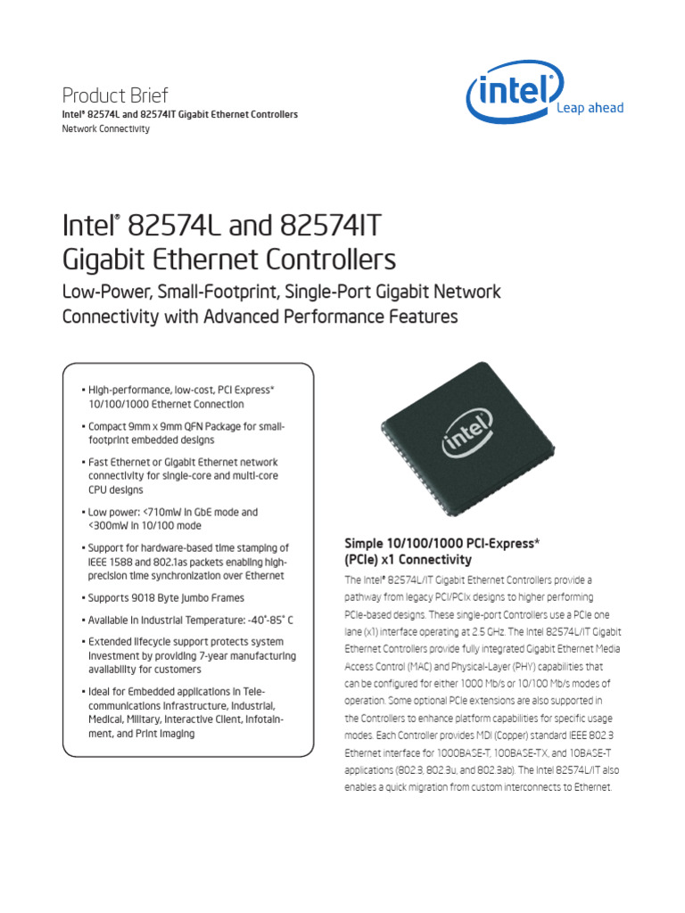 82574l 82574it Gbe Controller Brief | PDF | Computer Engineering | Office Equipment