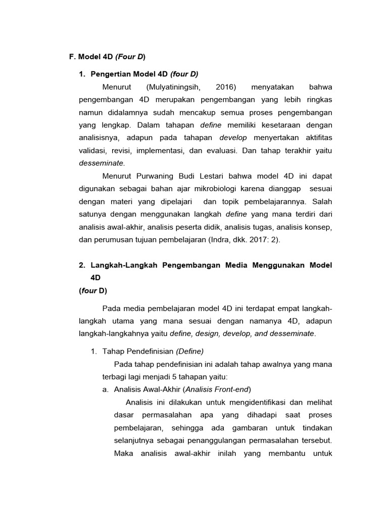 Model 4D dalam Pengembangan Media Pembelajaran | PDF