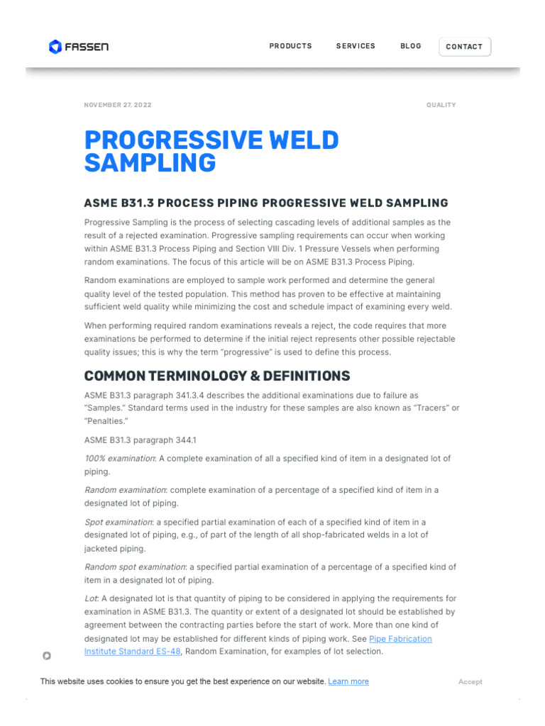 Progressive Weld Sampling | PDF | Pipe (Fluid Conveyance) | Welding
