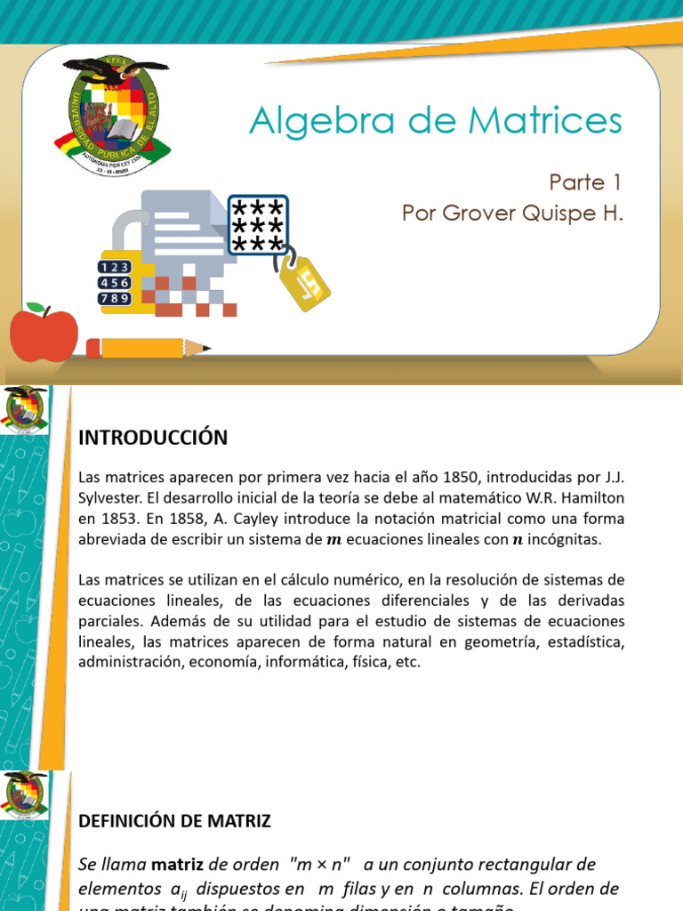 Introducción al Álgebra de Matrices | PDF | Matriz (Matemáticas ...