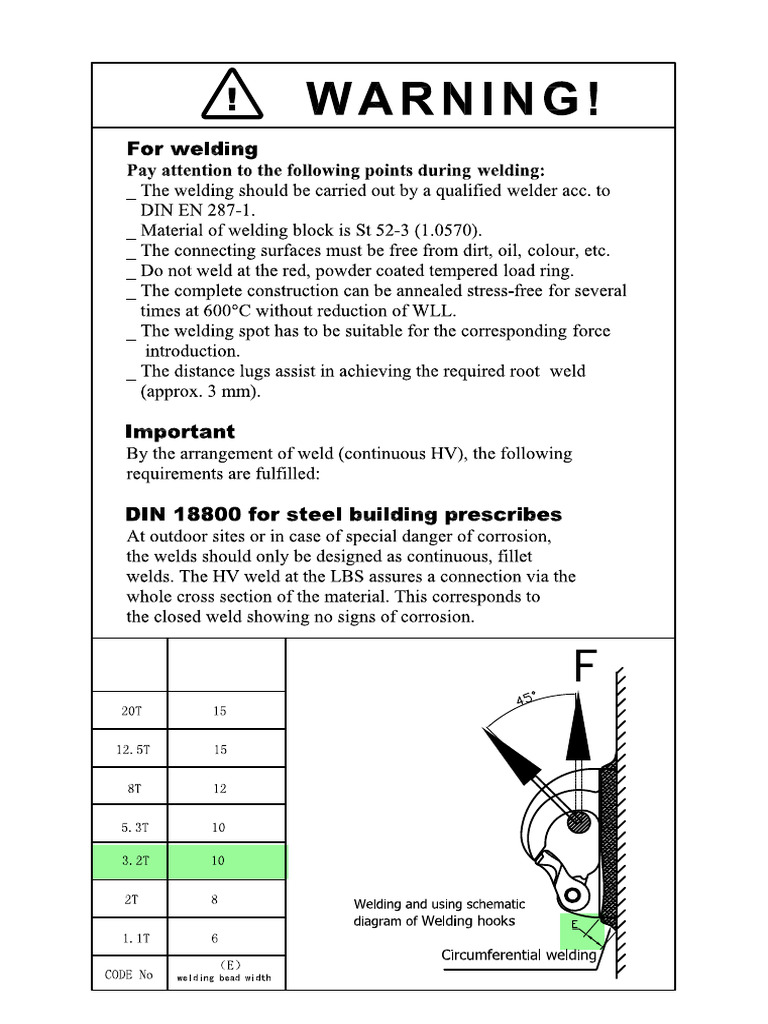 Welding Instructions - G80 Excavator Hook | PDF