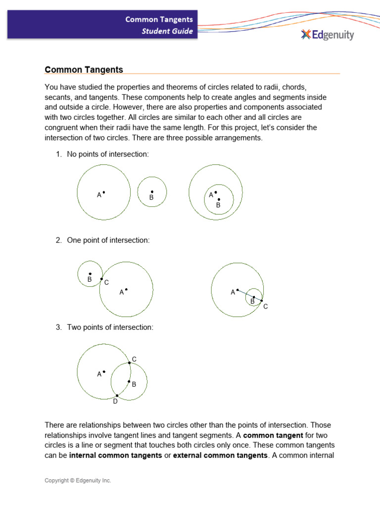 Common Tangent Project Student Guide | PDF | Trigonometric Functions ...