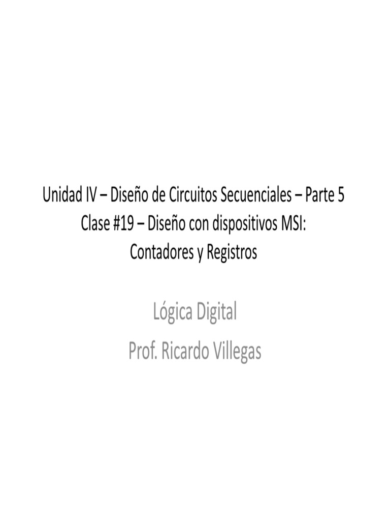 Clase #19 - Circuitos Secuenciales - Parte 5 | Descargar gratis PDF | Poco | Ingenieria Eléctrica
