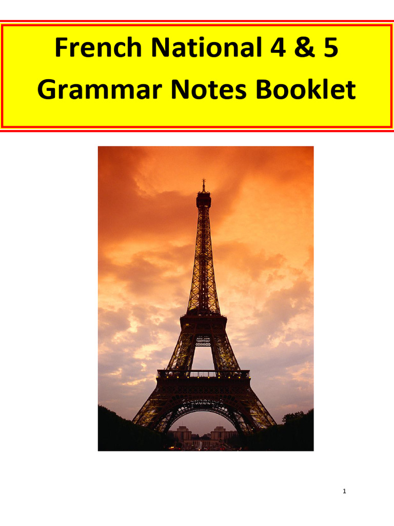 National 4 5 French Grammar Notes | PDF | Grammatical Gender ...