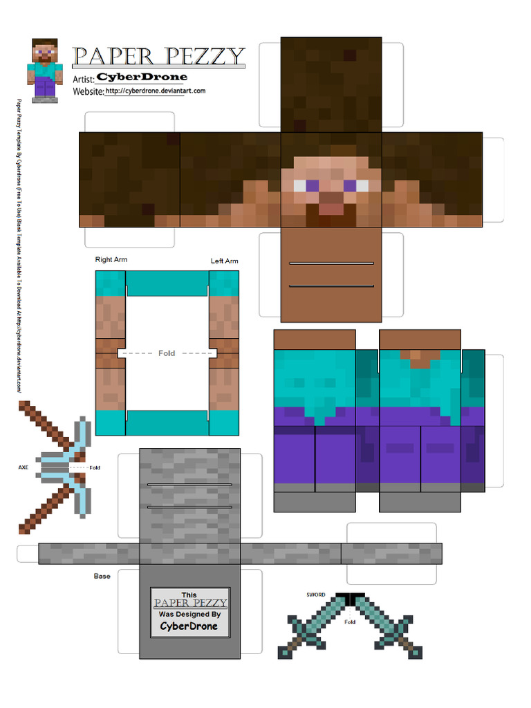 Steve Minecraft Paper Toy Paper Craft | PDF