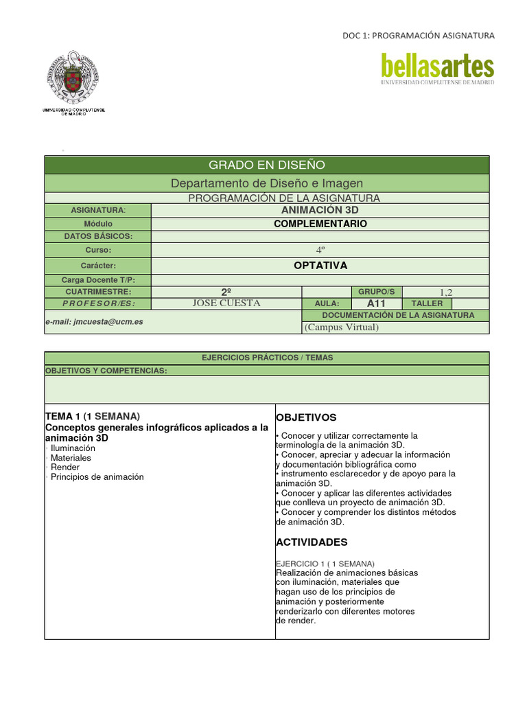 Programación Animación 3D | PDF | Animación | Animación por computadora