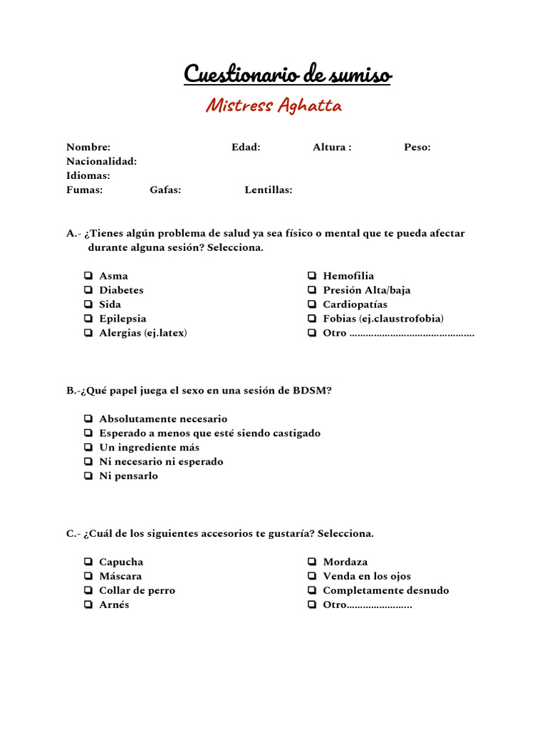 Cuestionario de sumiso 2 | PDF | Sexualidad de mamíferos | Sexualidad