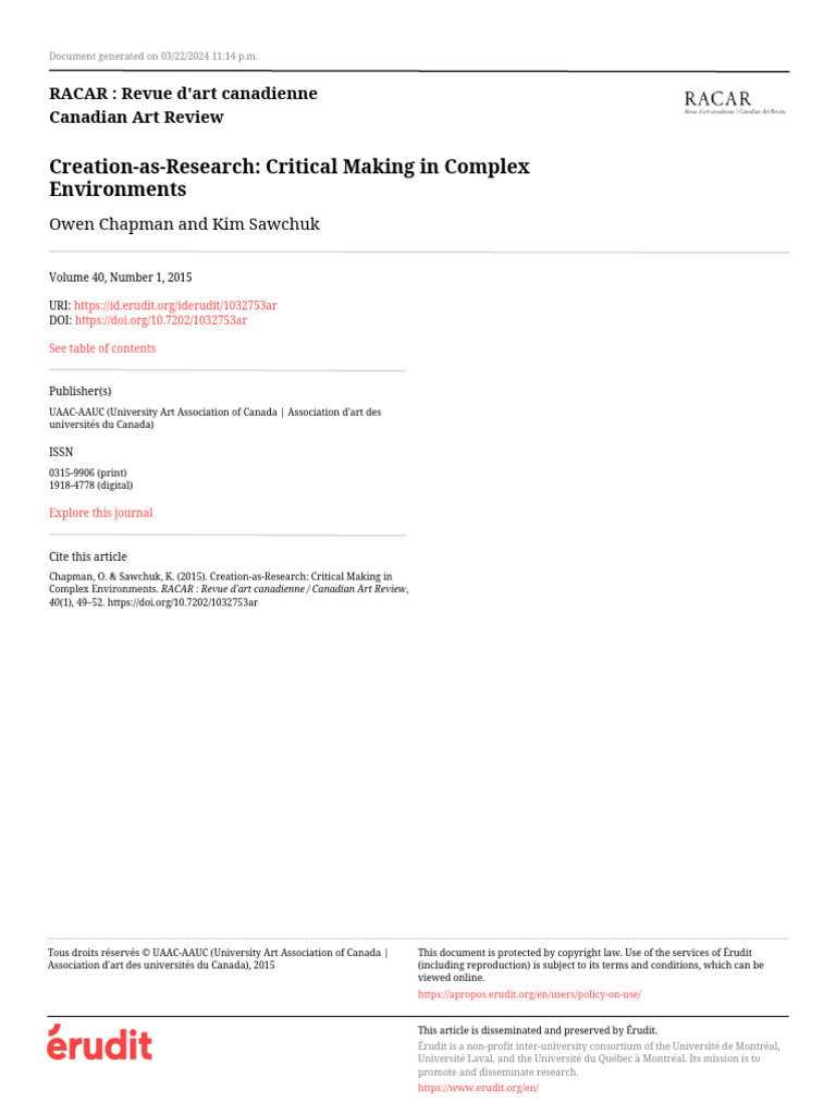 Creation As Research Artistic Research | PDF | Thought | Liberal Arts ...