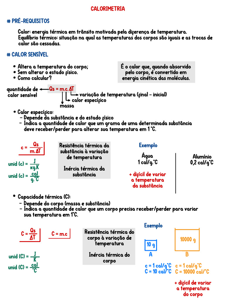 Conceitos de Calorimetria para Estudantes | PDF | Calor | Temperatura