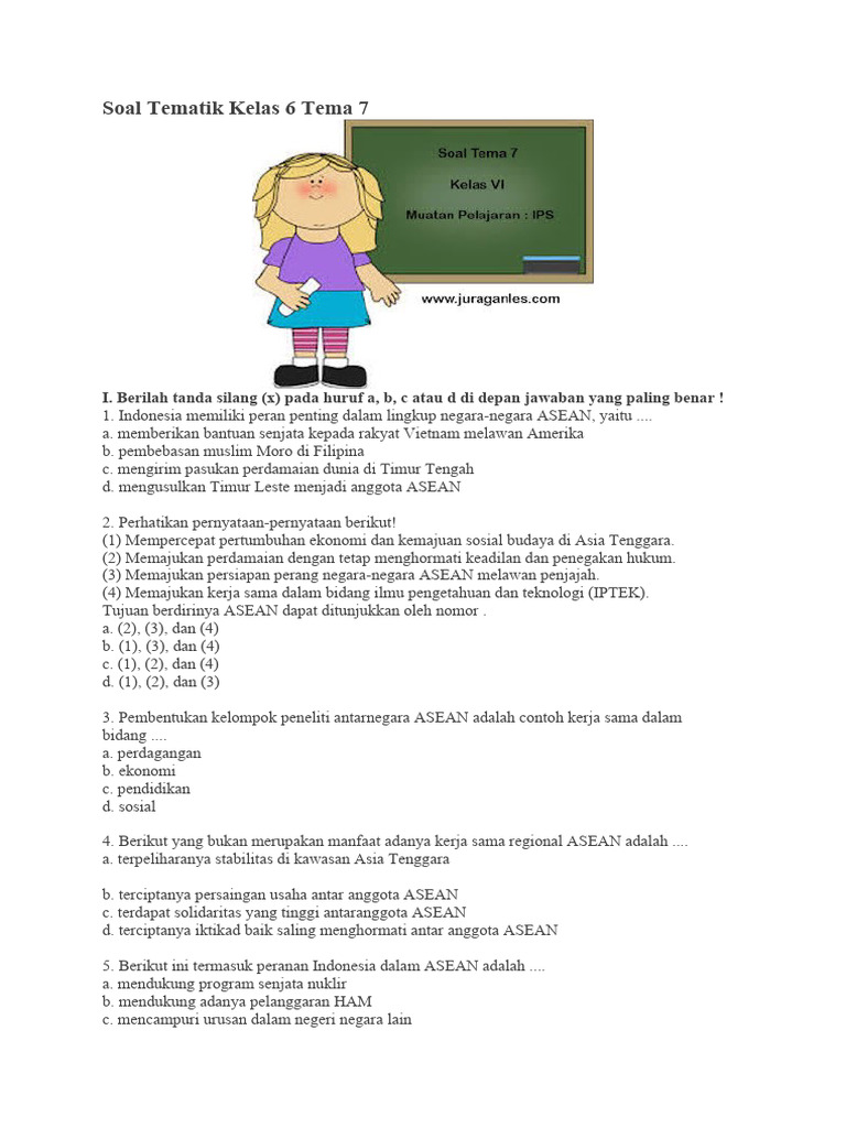 Soal Tematik Kelas 6 Tema 7 IPS | PDF