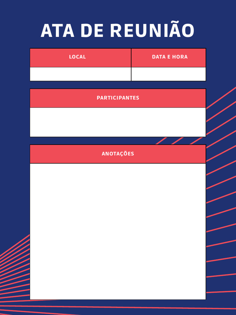 Documento A4 Ata de Reunião Moderno Azul e Rosa | PDF